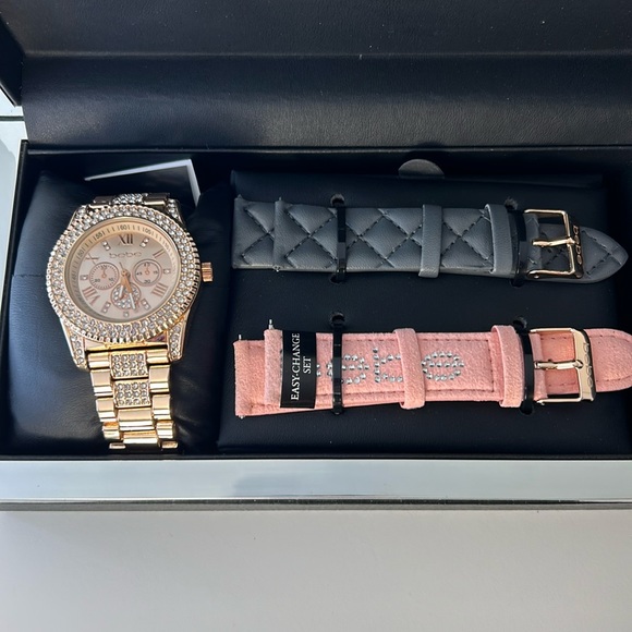 bebe | Accessories | Rose Gold Bebe Womens Watch Interchangeable Band ...